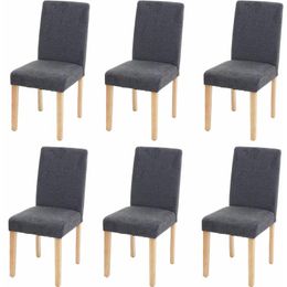 HHG 6er-Set Esszimmerstuhl Stuhl Küchenstuhl Littau Textil, anthrazitgrau, helle Beine - grey