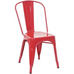Stuhl HHG 901, Bistrostuhl Stapelstuhl, Metall Industriedesign stapelbar rot - red
