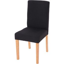HHG - Esszimmerstuhl Littau, Küchenstuhl Stuhl, Stoff/Textil schwarz, helle Beine - black