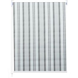 Rollo HHG 474, Fensterrollo Seitenzugrollo Jalousie, Sonnenschutz Verdunkelung blickdicht 120x230cm grau/weiß - multicolour