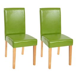 HHG 2er-Set Esszimmerstuhl Stuhl Küchenstuhl Littau Kunstleder, grün, helle Beine - green
