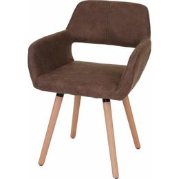 HHG - Esszimmerstuhl 428 ii, Stuhl Küchenstuhl, Retro 50er Jahre Design Textil, vintage braun - brown