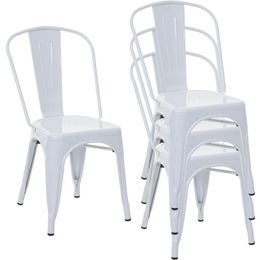 4er-Set Stuhl HHG 791, Bistrostuhl Stapelstuhl, Metall Industriedesign stapelbar weiß - white