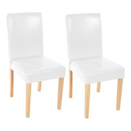 HHG 2er-Set Esszimmerstuhl Stuhl Küchenstuhl Littau Kunstleder, weiß, helle Beine - white