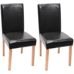 HHG 2er-Set Esszimmerstuhl Stuhl Küchenstuhl Littau Kunstleder, schwarz, helle Beine - black