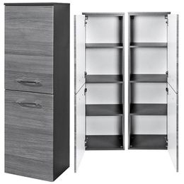 Lomadox Midischrank FLORIDO-03 Eiche rauchsilber, graphitgrau, b x h x t: ca. 40 x 130 x 35 cm - grau