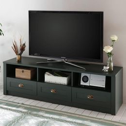 Lomadox Landhaus tv Lowboard ATHEN-61 in edlem englisch-grün, mit 3 Schubkästen, b/h/t: 158/47/43 cm - grün