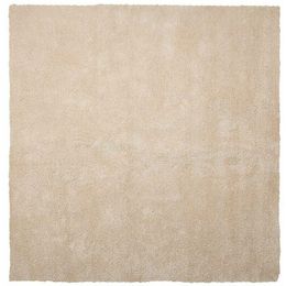 Beliani Teppich Hellbeige Polyester 200 x 200 cm Quadratisch Hochflor Modern Maschinengetuftet Fußbodenheizung Geeignet Wohnzimmer Schlafzimmer Flur - Beige