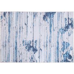Beliani - Teppich Blau Beige Polyester 160 x 230 cm Kurzflor Abstraktes Muster Modern Bedruckt Rechteckig - Blau