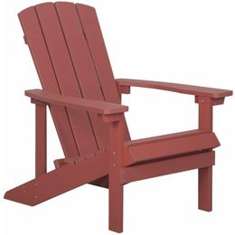 Beliani Gartenstuhl Rot Kunstholz breite Armlehnen Muskoka Adirondack Stil Terrasse Outdoor - Rot