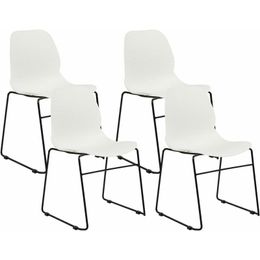 Beliani Esszimmerstühle 4er Set Weiß aus Kunststoff Schwarze Beine Ohne Armlehnen Modernes Design Stapelbar Konferenzstühle für Esszimmer Büro - Weiß
