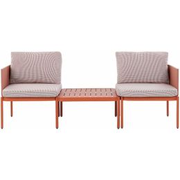 Beliani Lounge-Set Orange Aluminium Modular 3-teilig Stapelbar 2-Sitzer mit Couchtisch und Auflagen Modern Terrasse Garten Outdoor Möbel Ausstattung - Orange