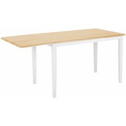 Beliani Esstisch Weiß mit Braun 75 x 119 cm Verlängerbar Ausziehbare Tischplatte Lackiert Rechteckig Klassisch Landhausstil - Heller Holzfarbton