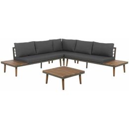 Beliani - Gartenmöbel Set Braun Grau Akazienholz 5-Sitzer Terrasse Outdoor Modern - Dunkler Holzfarbton