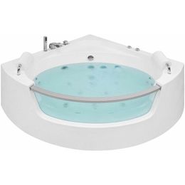 Beliani Eckbadewanne Whirlpool Weiß Sanitäracryl 200 x 150 cm LED mit 7 Farben Badezimmer - Weiß