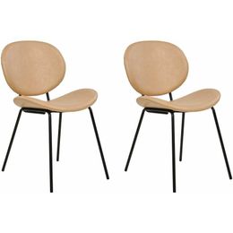 Beliani Esszimmerstühle 2er Set Sandbeige aus Kunstleder Schwarze Beine Modernes Retro Design für Esszimmer - Beige
