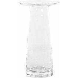 Beliani Blumenvase Transparent Glas 26 cm Hohe Form mit Schmaler Öffnung Modern Tischdeko Wohnaccessoires Deko Glasvase für Wohnzimmer Esstisch - Transparent