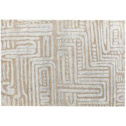 Beliani Teppich Beige / Grau 160 x 230 cm Rechteckig Abstraktes Muster für Wohnzimmer Schlafzimmer Flur - Beige
