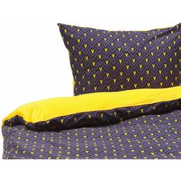 Beliani Bettwäsche Set Dunkelblau / Gelb aus Baumwolle 135 x 200 cm Kopfkissenbezug Deckenbezug Praktisch Schlafzimmereinrichtung Modernes Design - Lila