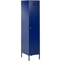 Beliani Metallschrank Blau Stahl 185cm Hoch Modern mit Abschließbarer Tür Kleiderstange 2 Türhaken 5 Fächern Wohnzimmer Schlafzimmer Flur Büro Archiv - Blau