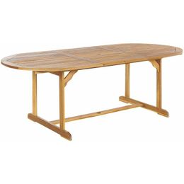 Beliani Gartentisch Akazienholz ausziehbar 160/220x100 cm oval rustikaler Stil - Heller Holzfarbton