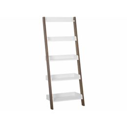 Beliani Bücherregal Dunkler Holzfarbton Weiß MDF Platte 166 x 45 x 36 cm Modern Dekorativ Trendy Fächer Großzügiger Stauraum Wohnzimmer - Dunkler Holzfarbton