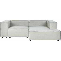 Beliani - Ecksofa Hellgrau Leinen L-förmig 2-Sitzer Modulsofa Linksseitig Wohnzimmermöbel Modern Wohnzimmer Salon Wohnecke Sitzecke - Grau