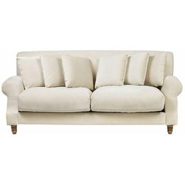 Beliani Sofa Cremeweiß Samtstoff 3-Sitzer Traditionell Retro Wohnzimmer - Weiß