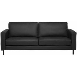 Beliani Sofa Schwarz Echtleder 3-Sitzer Minimalistisch Wohnzimmer