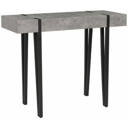 Beliani Konsolentisch Grau Schwarz 40 x 100 cm mdf Tischplatte Metallgestell Betonoptik Rechteckig Industriell - Schwarz