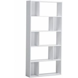Beliani - Bücherregal Weiß mdf Platte Spanplatte 174 x 83 x 23 cm Skandinavisch Minimalistisch 5 Fächer Viel Stauraum Wohnzimmer - Weiß