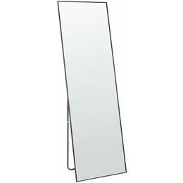 Beliani - Stehspiegel Schwarz Aluminium 50 x 156 cm mit Ständer Modernes Design Ganzkörperspiegel Deko Accessoires Wohnzimmer Schlafzimmer Flur