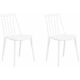 Beliani Esszimmerstuhl 2er Set Weiß Kunststoff Modern Minimalismus - Weiß
