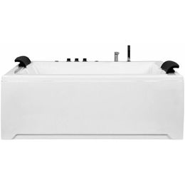 Beliani - Whirlpool Badewanne Weiß 183 x 142 cm Sanitäracryl 2 Personen Massagedüsen Kopfstütze Indoor