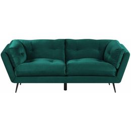 Beliani Sofa Grün 3-Sitzer aus Samtstoff mit Steppungen und großen Kissen Retro Minimalistisch Wohnzimmer Flur Modernes Design - Schwarz