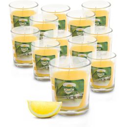 Spetebo Citronella Duft Kerze im Glas 6 x 5 cm - 12 Stück - Duftlicht mit Zitronen Aroma - Garten Balkon Camping Bistro Licht