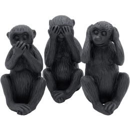 Spetebo Weise Affen Deko Figuren 3er Set schwarz - 12 cm - Kunststoff Tierfiguren Nichts Hören Nichts Sehen Nichts Sagen