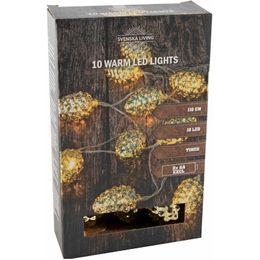 Spetebo Led Tannenzapfen Lichterkette - 110 cm - Weihnachts Deko Beleuchtung 10 Zapfen gold