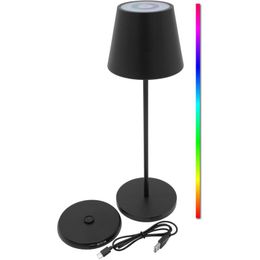 Spetebo - led Akku Touchleuchte Multi Color mit usb Ladestation - 35 x 11 cm - Tischlampe wiederaufladbar mit Dimmer und Timer für Außen - Garten