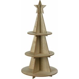Spetebo XXL Holz Weihnachtsbaum Pyramide mit 3 Etagen - 60 x 29 cm - Weihnachts Deko Etagere mit Stern Spitze