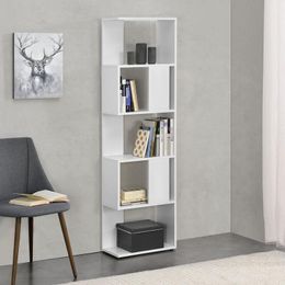 [en.casa] - Bücherregal Aneby 159x45x24cm mit 5 Ablageflächen Weiß