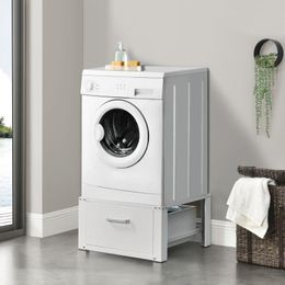 Waschmaschinen-Sockel mit Schublade Stahl Max. 150 kg en.casa - Weiß