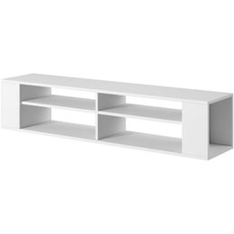 Selsey - weri - TV-Board / tv - Hängeboard mit 4 offenen Fächern, minimalistisch, 140 cm breit (Weiß)