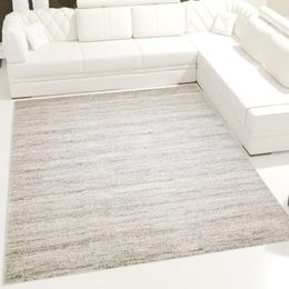 Teppich Modern in Grau Braun Beige Kurzflorig Meliert Farbecht Pflegeleicht ,80 x 150 cm, Beige