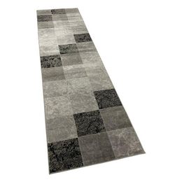Teppich Kurzflor Modern Kariert Marmor Muster Meliert in Grau Schwarz Weiss für Wohnzimmer, schlafzimmer, kinderzimmer,80 x 300 cm