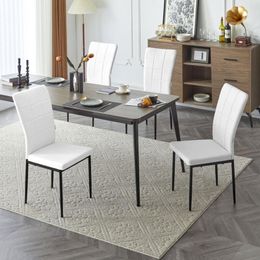 WOLTU 4er Esszimmerstühle Küchenstuhl Polsterstuhl Wohnzimmerstuhl mit hoher Rückenlehne Kunstleder gepolsterter Stuhl aus Metallbeine Weiß - Weiß