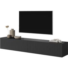 Selsey Veldio - TV-Lowboard stehend Schwarz, mit gefräster Front, 175 cm breit