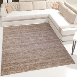Teppich Modern in Grau Braun Beige Kurzflorig Meliert Farbecht Pflegeleicht ,Braun, 80 x 150 cm