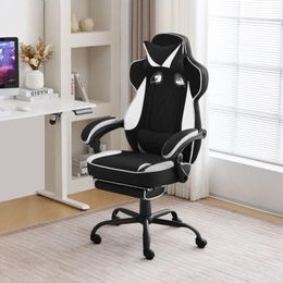WOLTU - Gaming Stuhl Ergonomisch Bürostuhl mit Taschenfederkissen, breiter Sitz Fußstütze Computerstuhl Gamingstuhl 150 kg Belastbarkeit, 360° Grad
