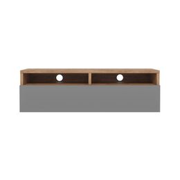 Selsey - rednaw - TV-Schrank / modernes TV-Board für Wohnzimmer, stehend / hängend, 100 cm breit (Wotan Eiche Matt / Grau Hochglanz ohne led)